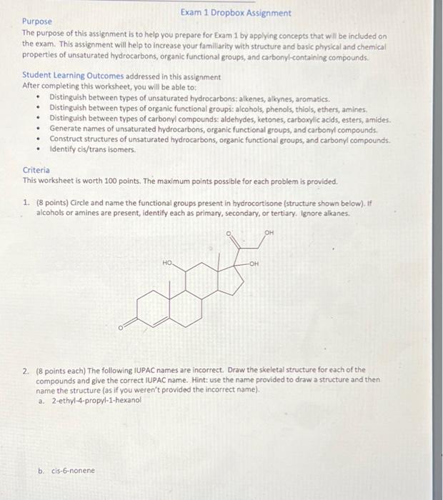 Solved Exam 1 Dropbox Assignment Purpose The purpose of this | Chegg.com