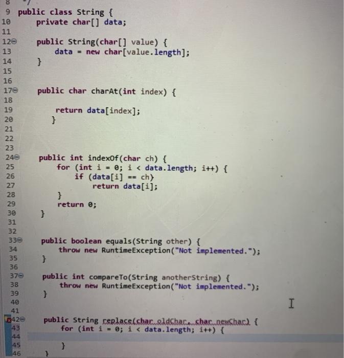 Solved java please. each fucntion mimics how javas string | Chegg.com