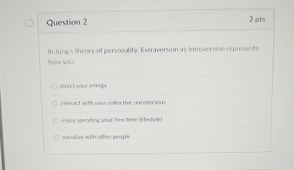 Solved Question 22 ﻿ptsIn Jung's theory of personality. | Chegg.com