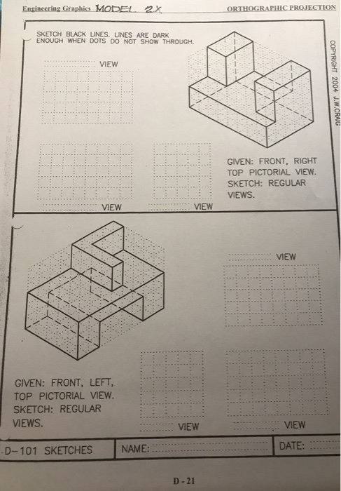 Solved Engineering Graphics MODEL 2X ORTHOGRAPHIC PROJECTION | Chegg.com Solved Engineering Graphics MODEL 2X ORTHOGRAPHIC PROJECTION | Chegg.com