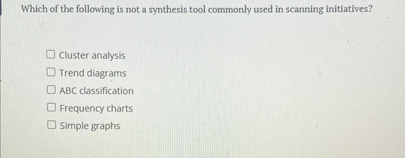 Solved Which of the following is not a synthesis tool | Chegg.com
