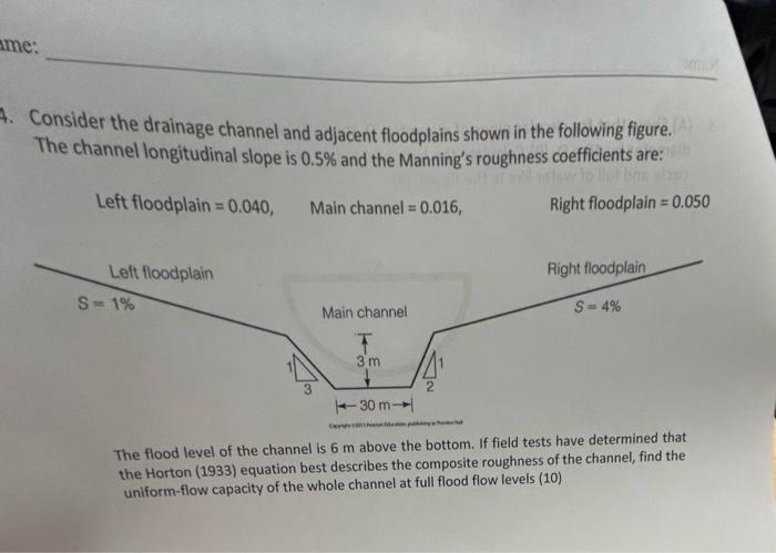 Consider the drainage channel and adjacent | Chegg.com