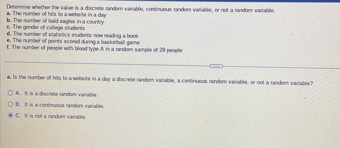 Solved Determine whether the value is a discrete random | Chegg.com