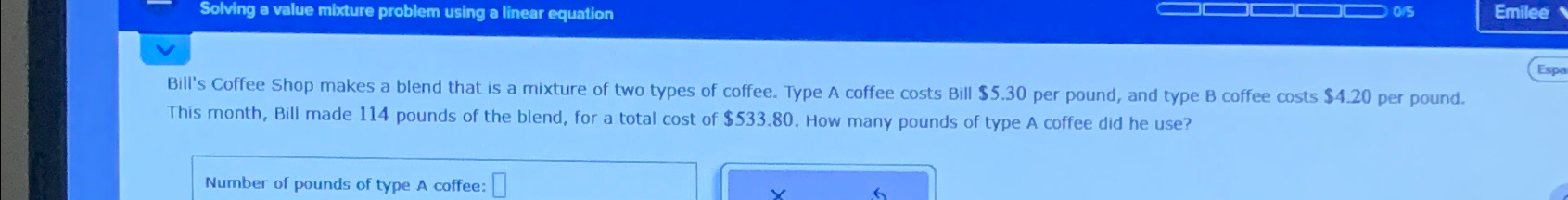 Solved Solving a value mixture problem using a linear | Chegg.com