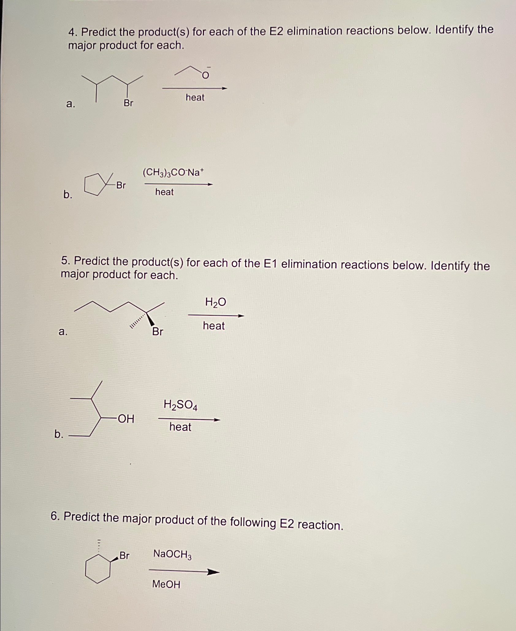 Solved Predict the product(s) ﻿for each of the E2 | Chegg.com