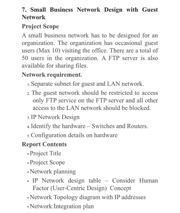 Solved 7. Small Business Network Design with Guest Network | Chegg.com