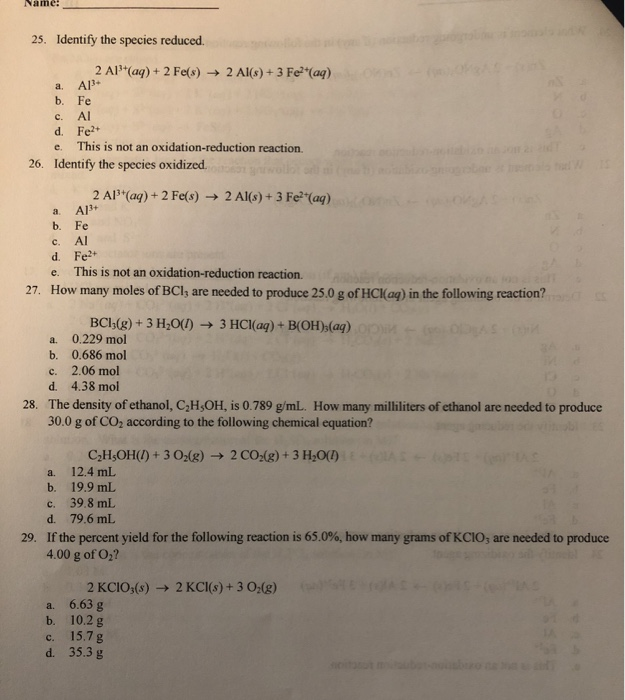 Solved 20. What element is undergoing reduction (if any) in | Chegg.com