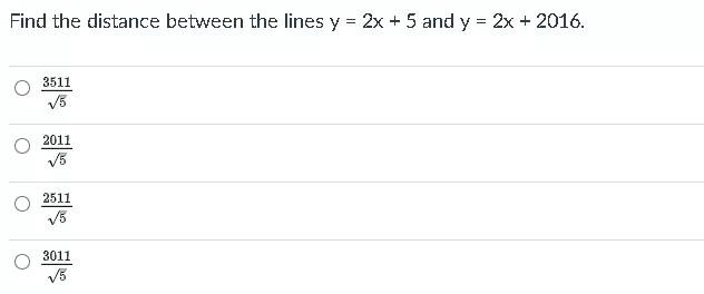 Solved Find the distance between the lines y = 2x + 5 and y | Chegg.com