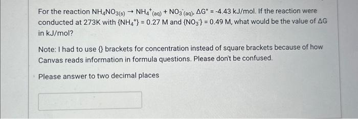 Solved For the reaction NH4NO3( | Chegg.com