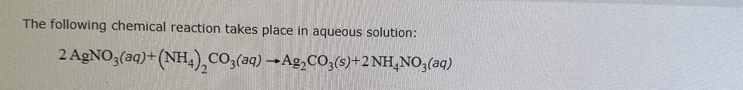 Solved The following chemical reaction takes place in | Chegg.com