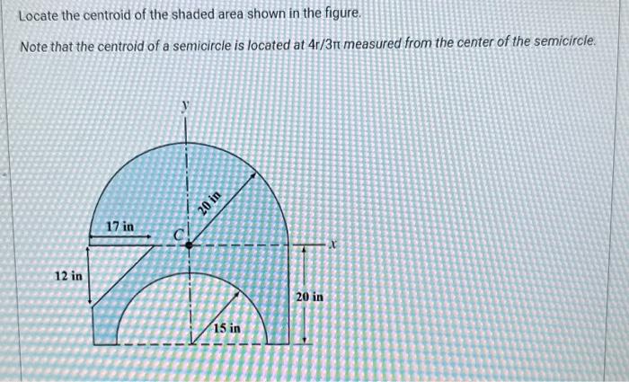 Solved Locate the centroid of the shaded area shown in the | Chegg.com