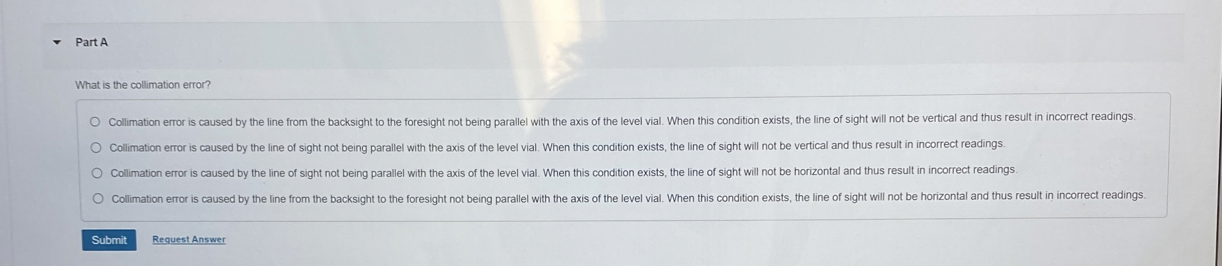 Solved What is the collimation error?Collimation error is | Chegg.com Solved What is the collimation error?Collimation error is | Chegg.com