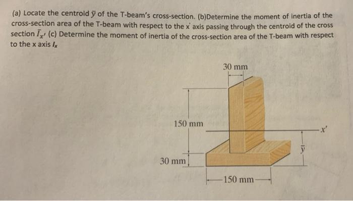 Solved (a) Locate the centroid y of the T-beam's | Chegg.com
