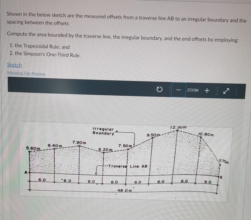 Solved Shown in the below sketch are the measured offsets | Chegg.com