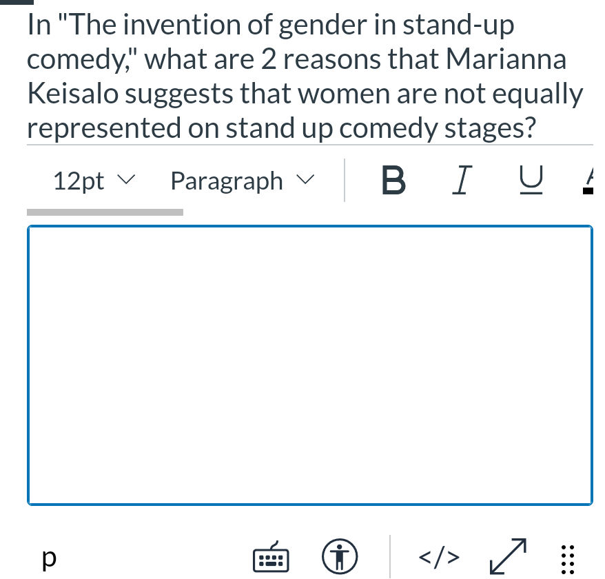 Solved In "The invention of gender in stand-up comedy," what | Chegg.com