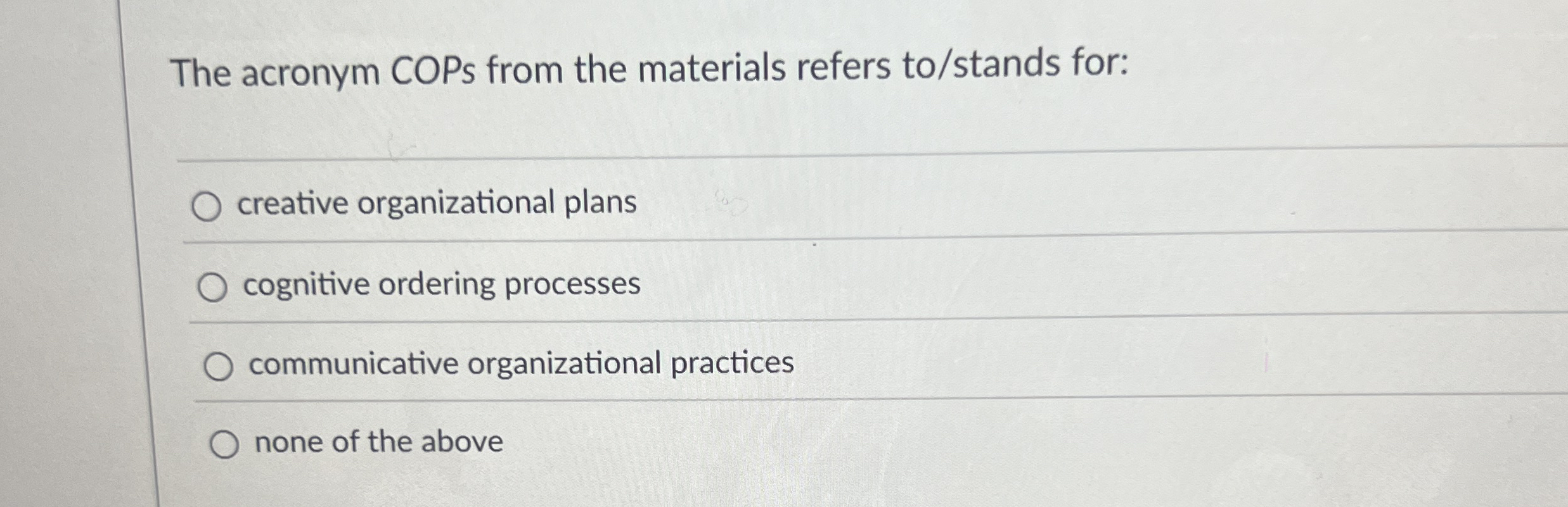 Solved The acronym COPs from the materials refers to/stands | Chegg.com
