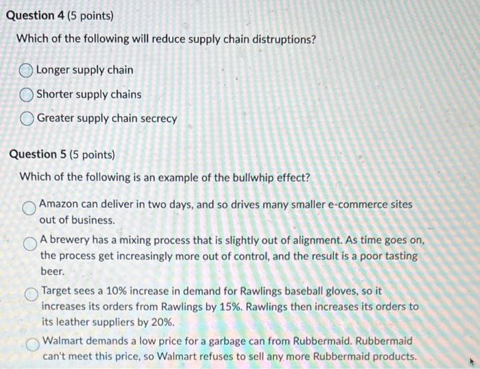Solved Which of the following will reduce supply chain | Chegg.com