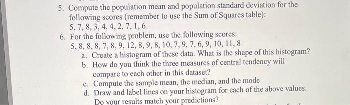 Solved 5. Compute the population mean and population | Chegg.com
