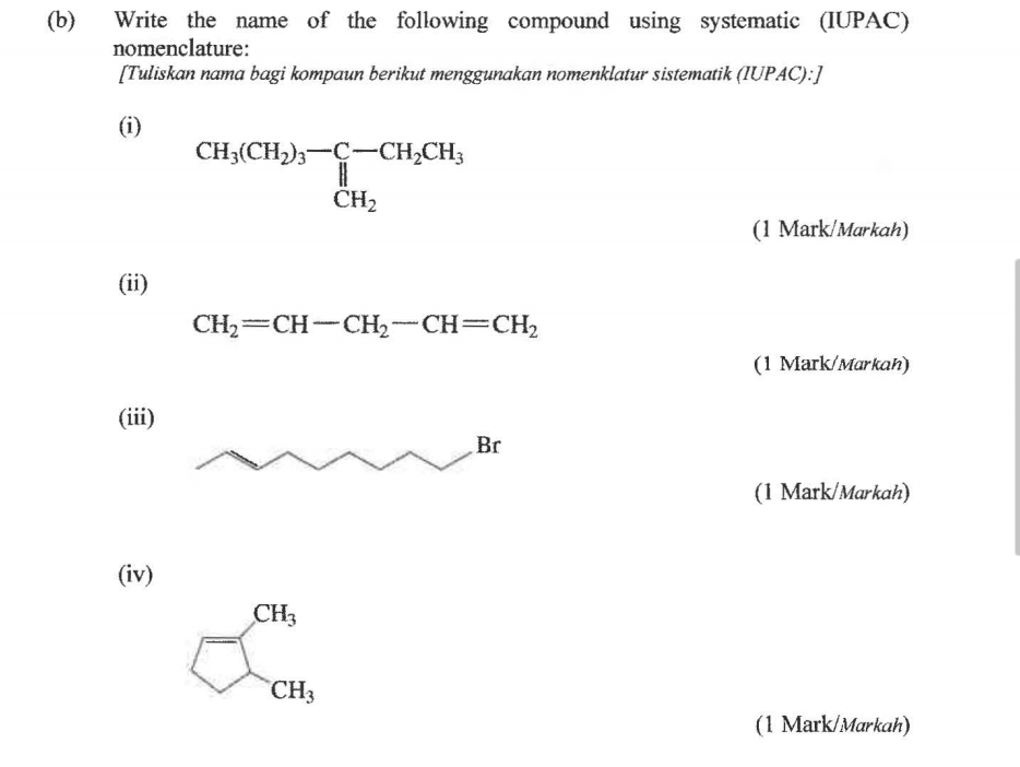 Solved (b) ﻿Write the name of the following compound using | Chegg.com