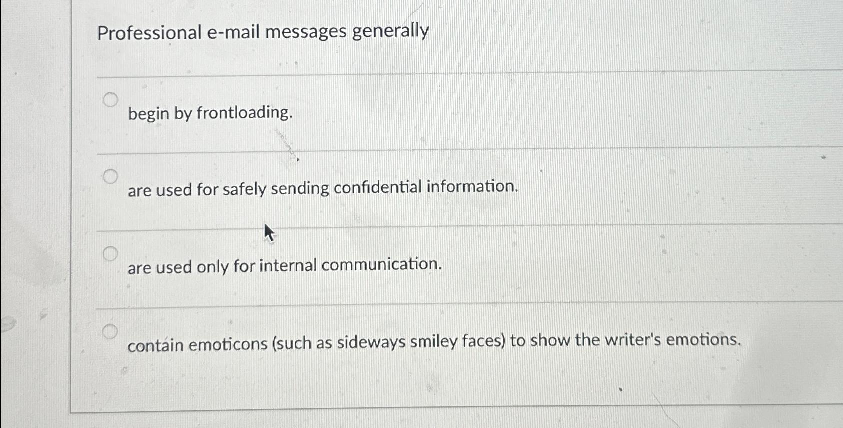 Solved Professional e-mail messages generallybegin by | Chegg.com