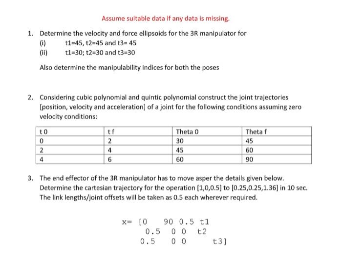 Assume suitable data if any data is missing. 1. | Chegg.com