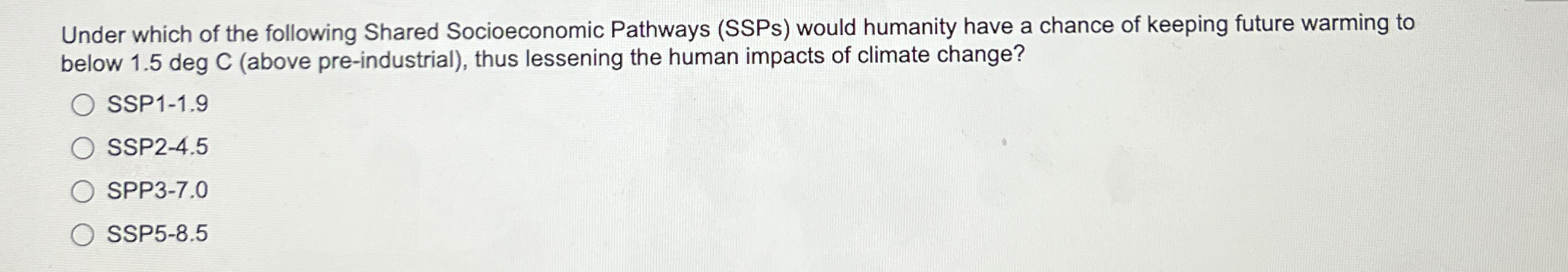 Solved Under which of the following Shared Socioeconomic | Chegg.com