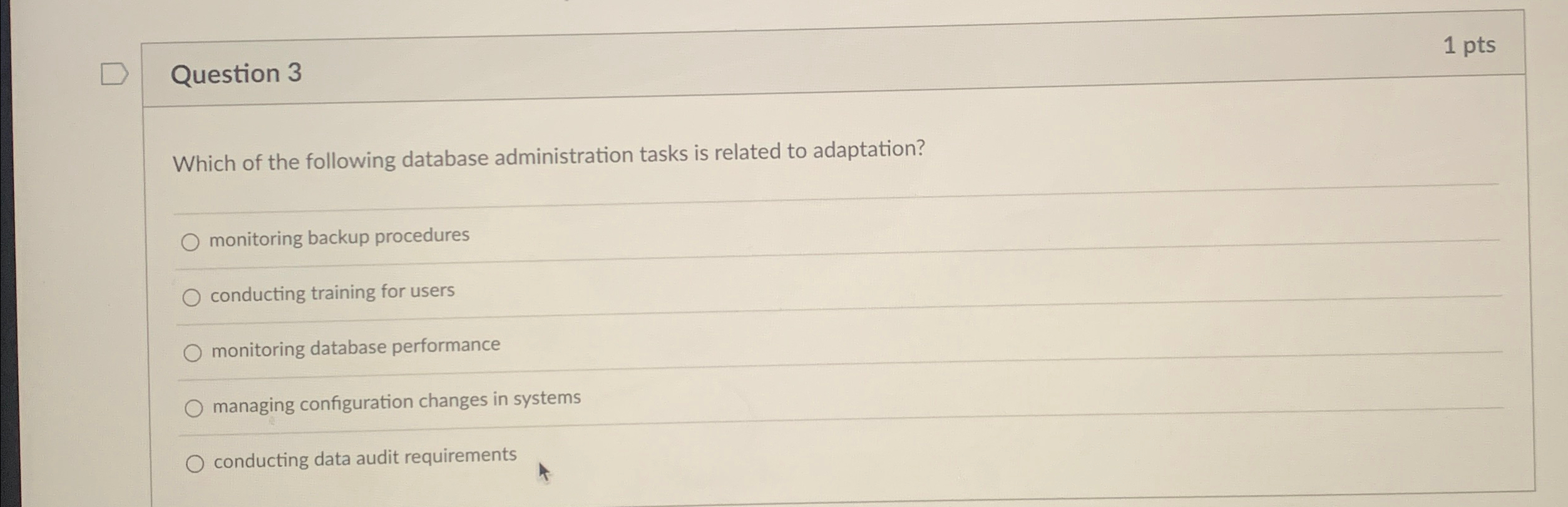 Solved Question 31ptsWhich of the following database | Chegg.com