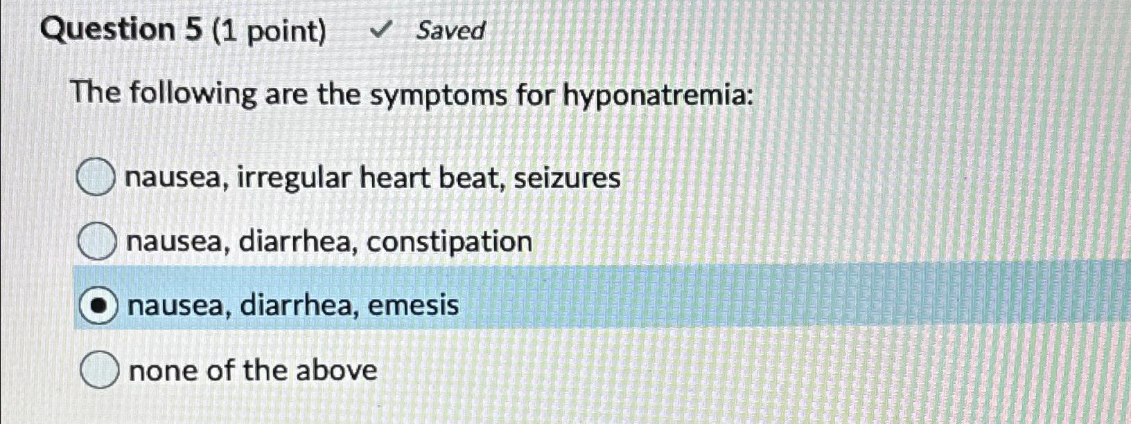 Solved Question 5 (1 ﻿point)SavedThe following are the | Chegg.com
