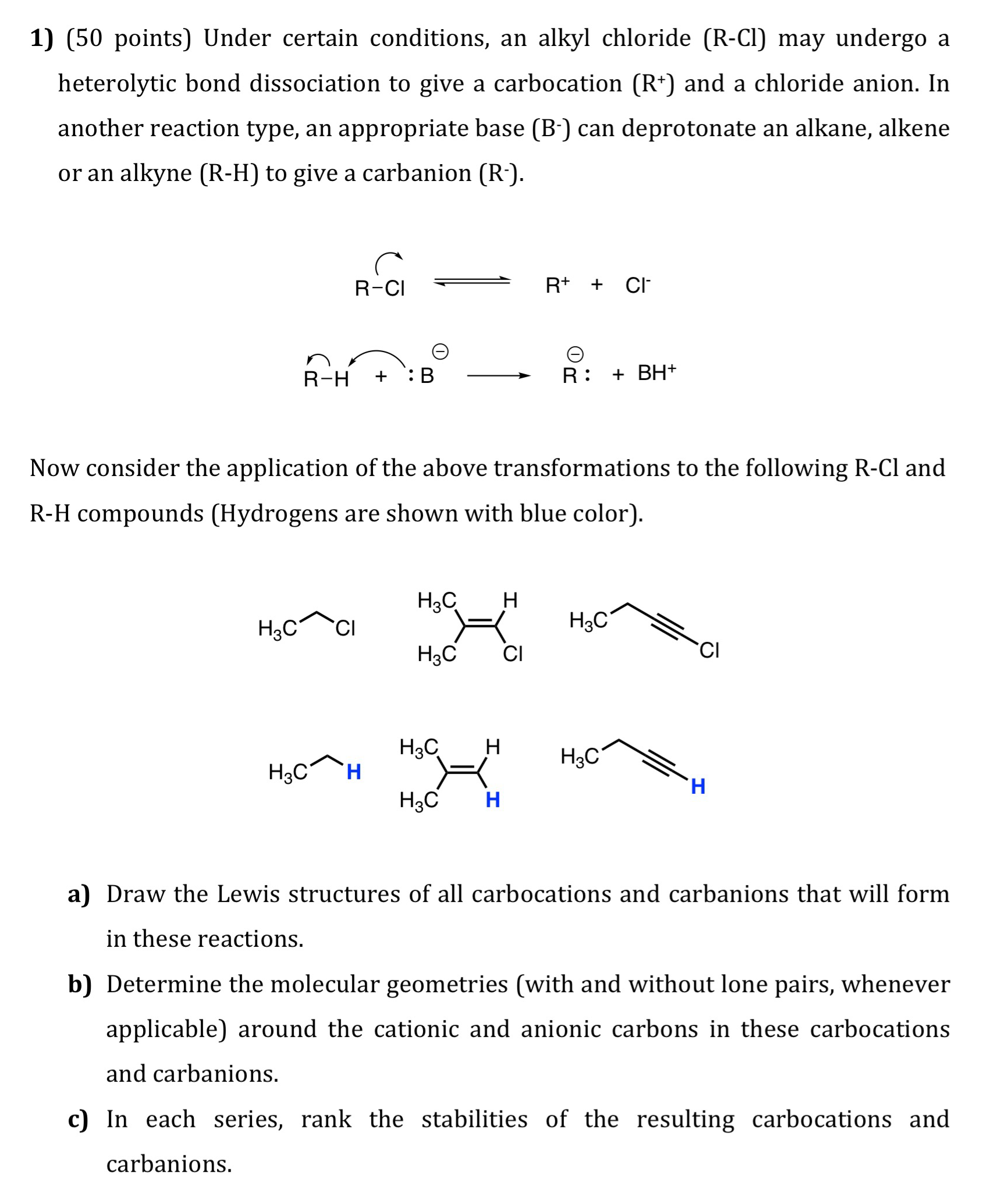 Solved 1) (50 ﻿points) ﻿Under certain conditions, an alkyl | Chegg.com