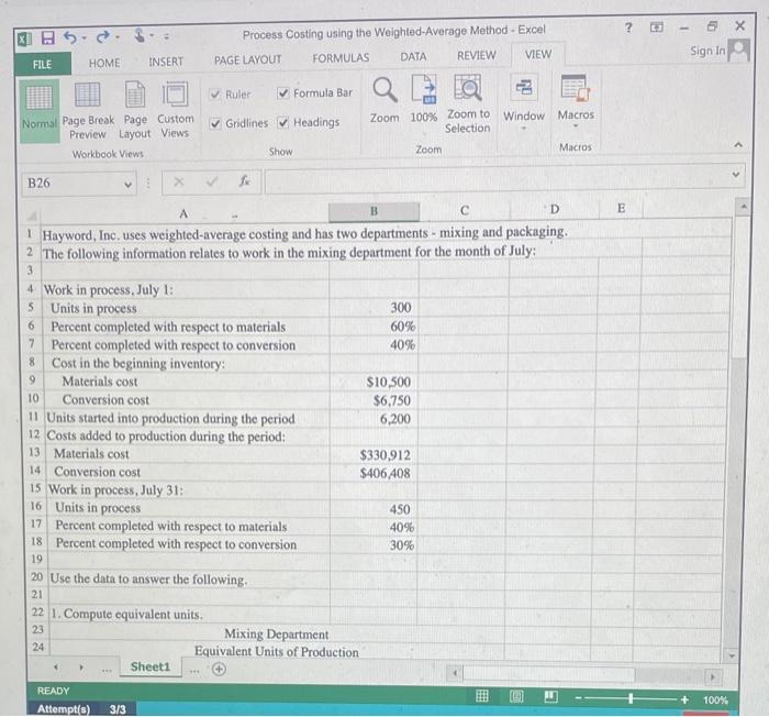 Solved Hayword, Inc. uses weighted-average costing and has | Chegg.com