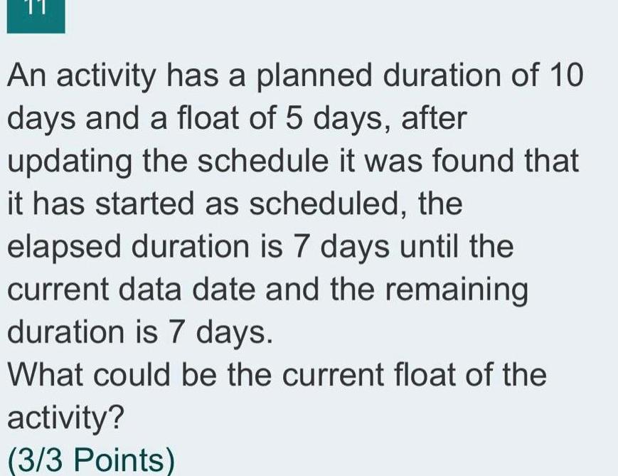 Solved An activity has a planned duration of 10 days and a | Chegg.com