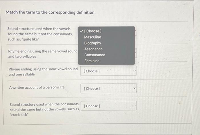 Match the term to the corresponding definition. Sound | Chegg.com