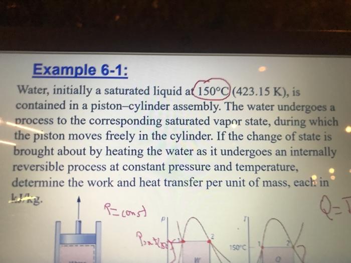 Solved Example 6-1: Water, initially a saturated liquid at | Chegg.com
