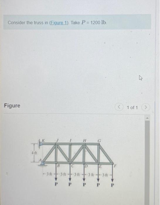 Solved Consider the truss in (Figure 1). Take P=1200lb | Chegg.com