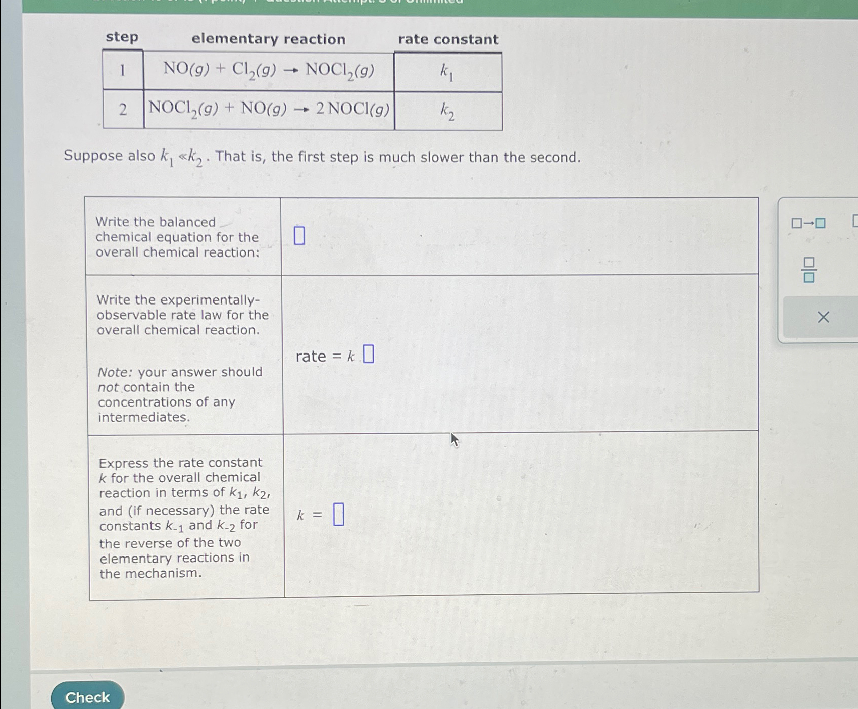 Solved \table[[1,elementary reaction,rate | Chegg.com