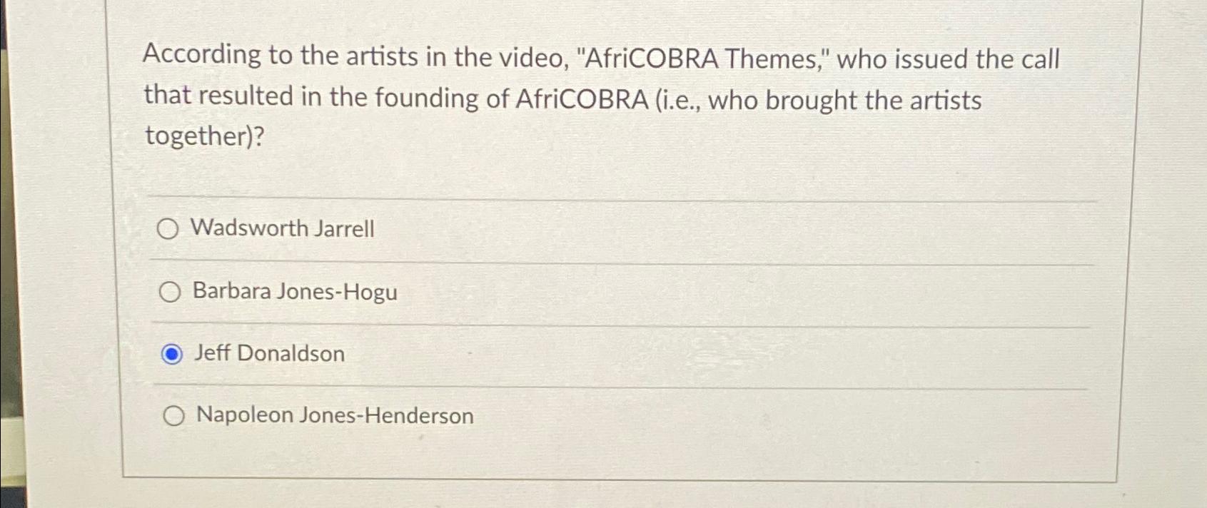 Solved According to the artists in the video, "AfriCOBRA | Chegg.com