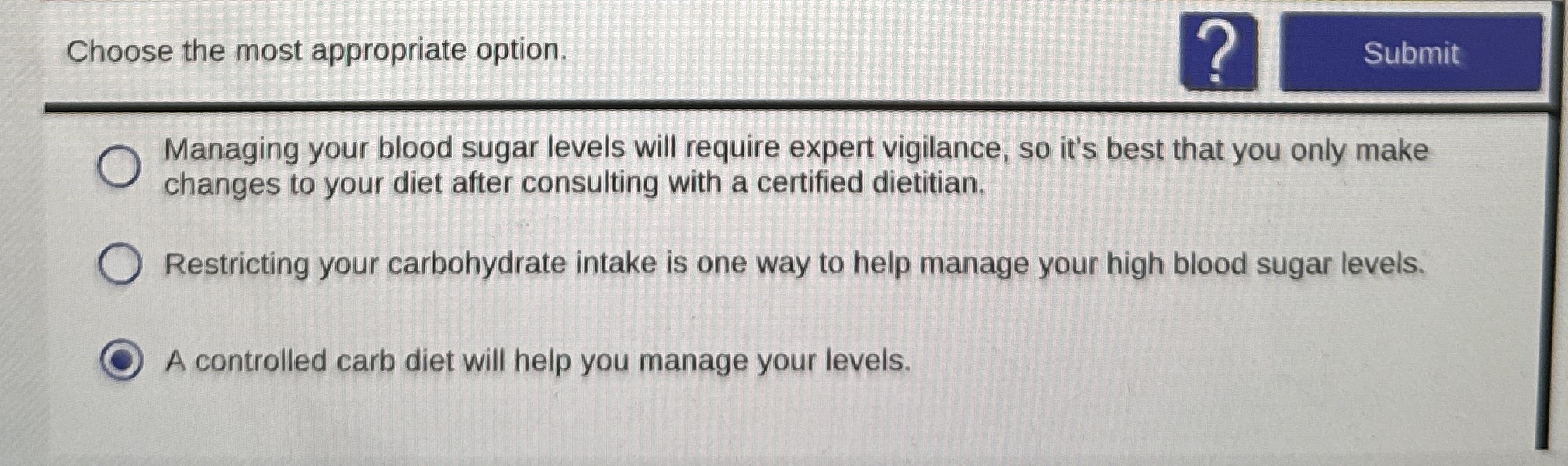 Solved Choose the most appropriate option.Managing your | Chegg.com