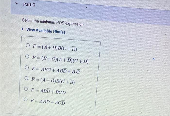 Solved Part A Construct a Karnaugh map for the logic | Chegg.com