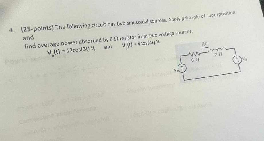 Solved 4. (25-points) The following circuit has two | Chegg.com