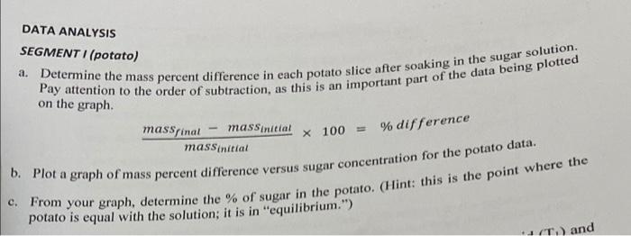 Solved Seament - Observing osmosis in Potato potato's exact | Chegg.com