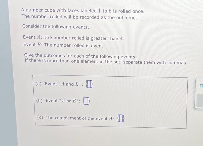 Solved A number cube with faces labeled 1 to 6 is rolled | Chegg.com