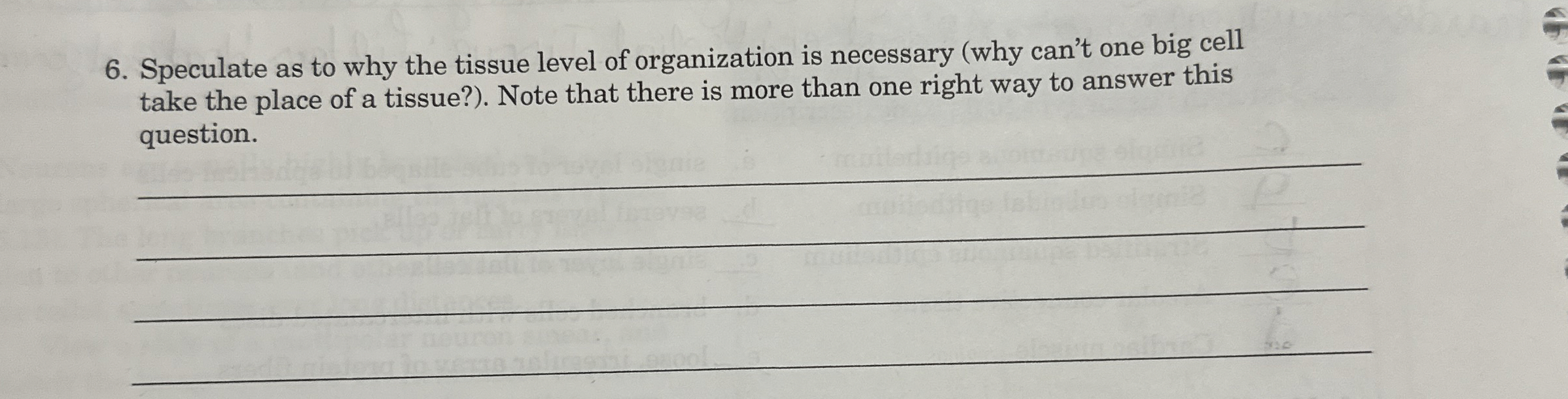 Solved Speculate as to why the tissue level of organization | Chegg.com
