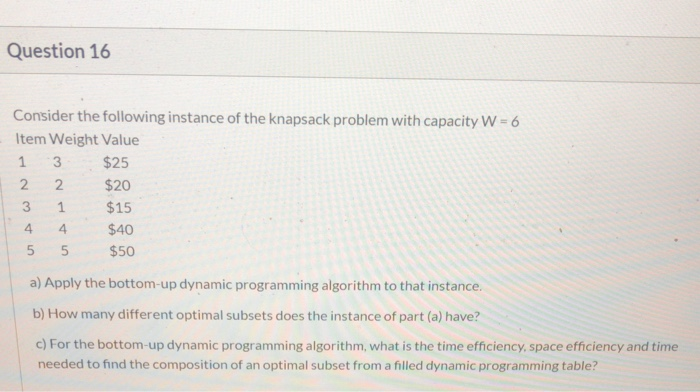 Question 16 Consider the following instance of the | Chegg.com