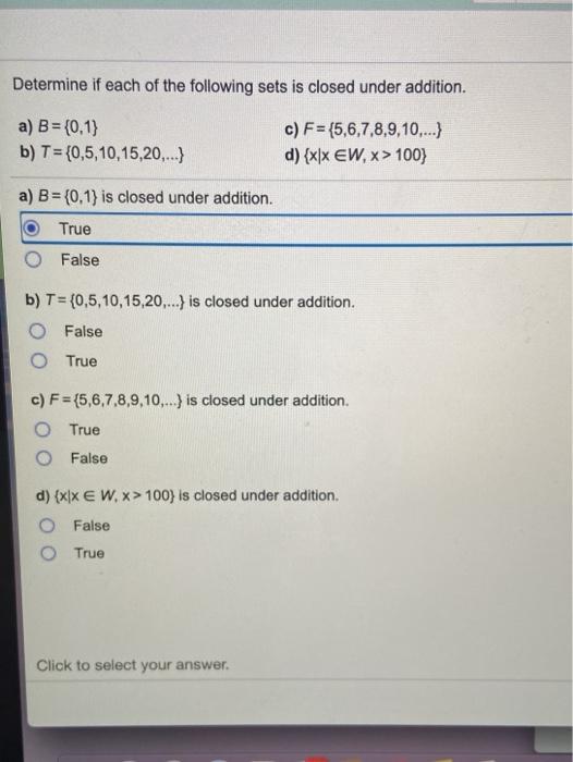 Solved Determine if each of the following sets is closed | Chegg.com