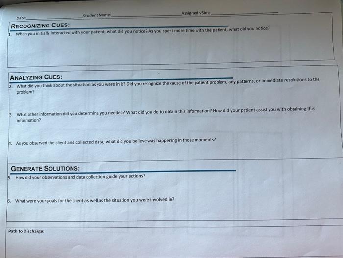 Solved RECOGNIZING CUES: 1. When you initially interacted | Chegg.com