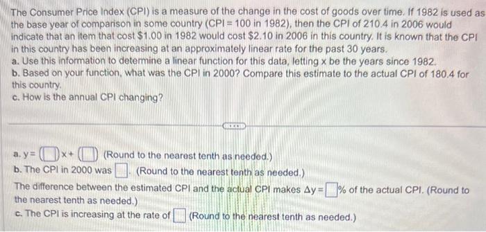 Solved The Consumer Price Index (CPI) is a measure of the | Chegg.com