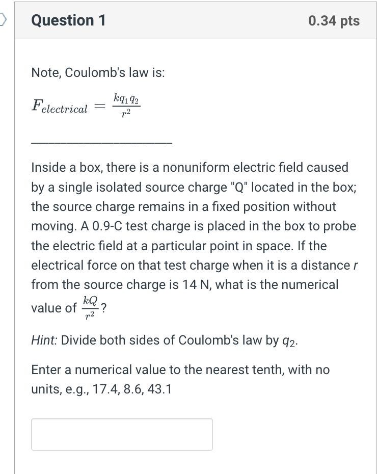 Solved Question 1Note, Coulomb's law | Chegg.com