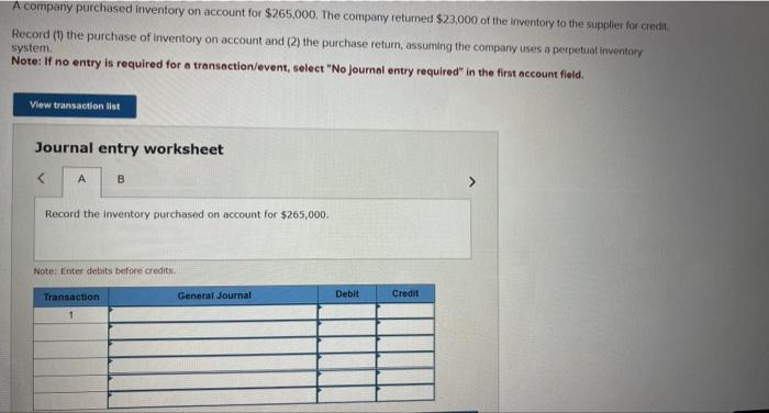Solved A company purchased inventory on account for | Chegg.com