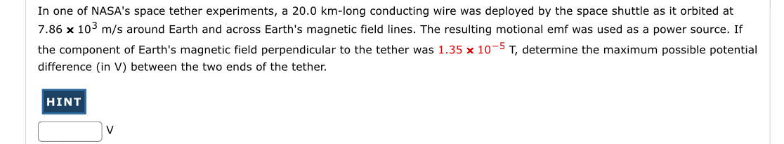 Solved In one of NASA's space tether experiments, a 20.0 ﻿km | Chegg.com