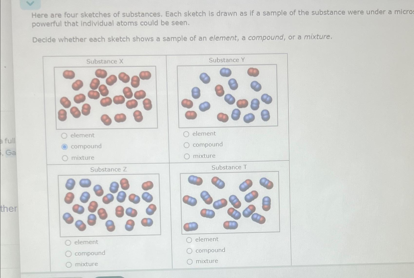 Solved Here are four sketches of substances. Each sketch is | Chegg.com